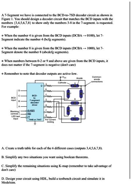 A 7-Segment we have is connected to the BCD-to-7SD decoder circuit as shown in Figure 1. You ...