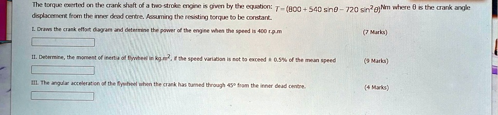 SOLVED: The torque exerted on the crankshaft of a two-stroke engine is ...