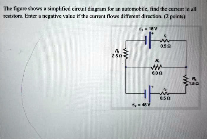 The figure shows a simplified circuit diagram for an automobile, find ...