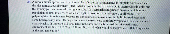 SOLVED: Certain mouse species can have three colors of coats that ...