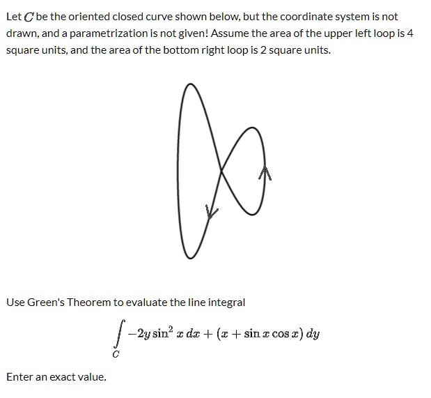 let c be the oriented closed curve shown below but the coordinate system is not drawn and ...