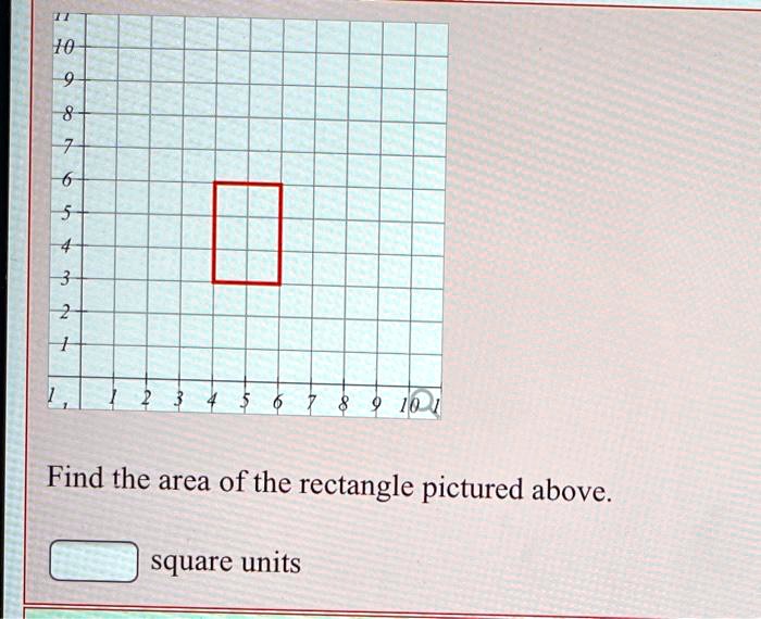 SOLVED: 0F Find the area of the rectangle pictured above. square units