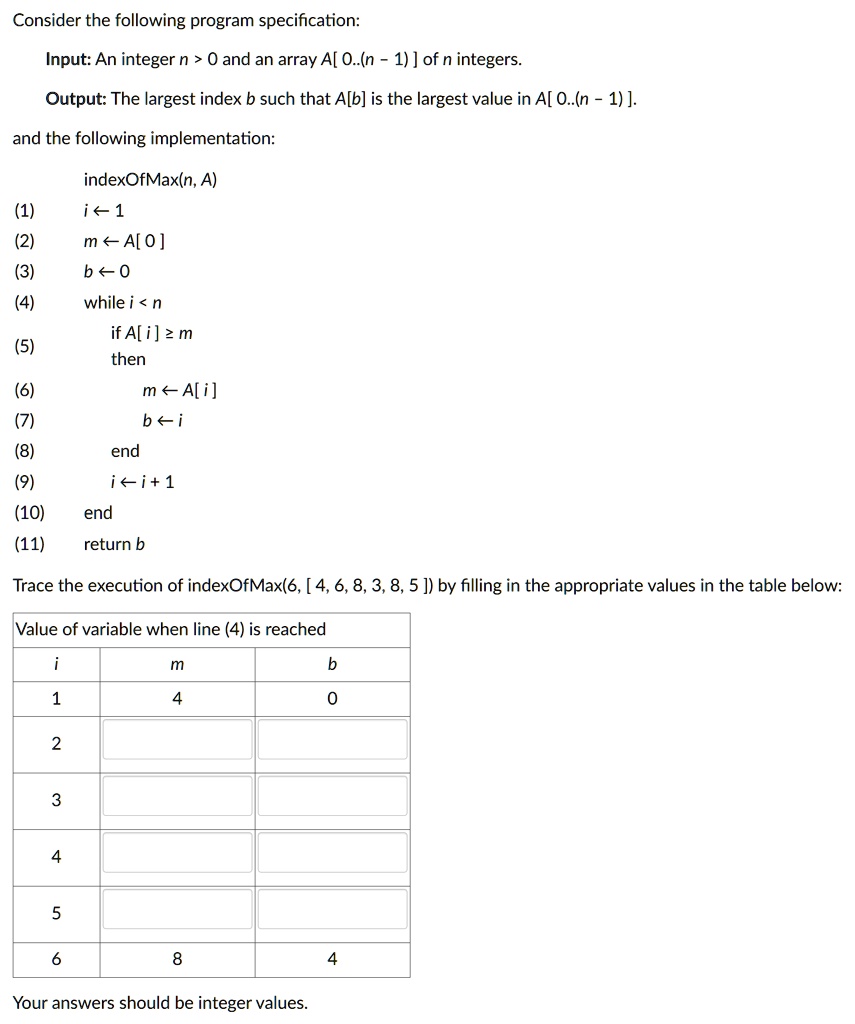Solved Texts Please Explain Every Step Consider The Following Program Specification Input