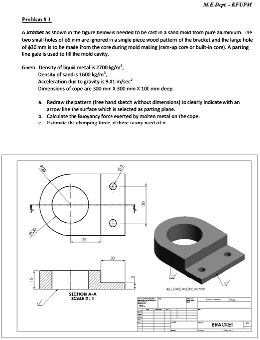 SOLVED: M.E.Dept.-KFUPM Problem#1 A Bracket as shown in the figure ...