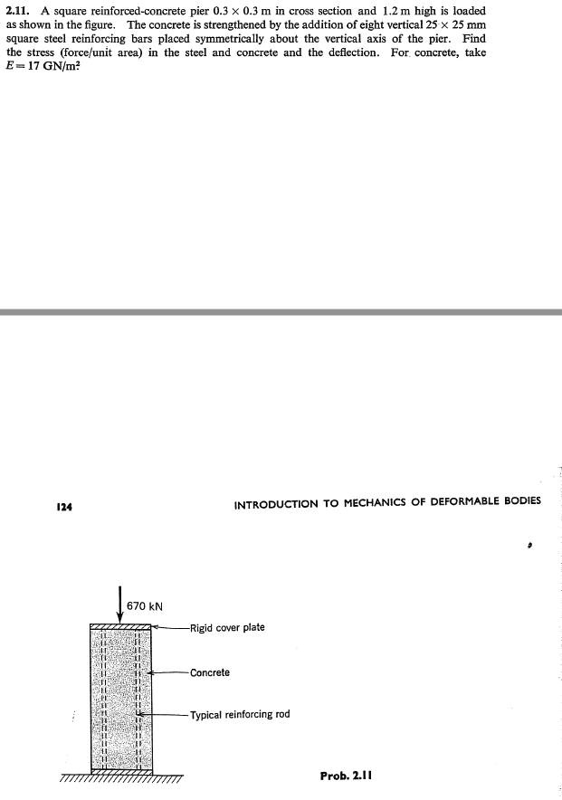 SOLVED: 211. A square reinforced-concrete pier, 0.3 x 0.3 m in cross section and 1.2 m high, is ...