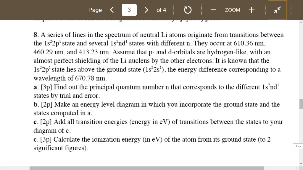 page of 4 zoom 8a series of lines in the spectrum of neutral li atoms originate from transitions ...