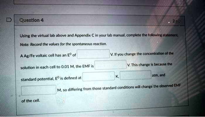 SOLVED:Question 4 Using the virtual lab above and Appendix C in your Iab manual, complete the ...