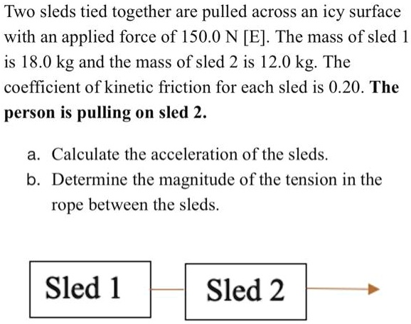 [GET ANSWER] Two sleds tied together are pulled across an icy surface ...