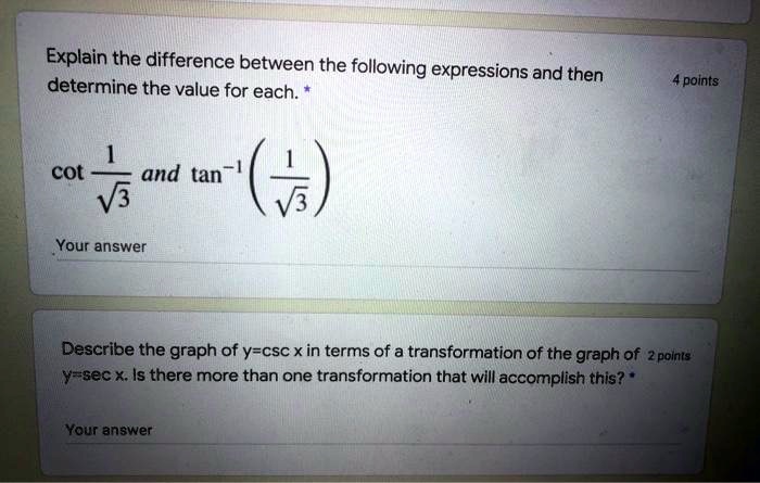 SOLVED: Explain the difference between the following expressions and ...