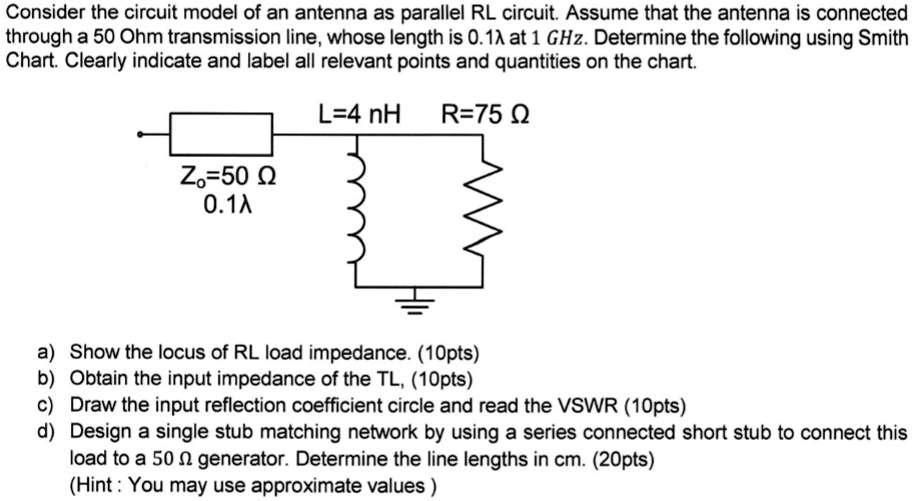 SOLVED: Consider the circuit model of an antenna as a parallel RL circuit. Assume that the ...