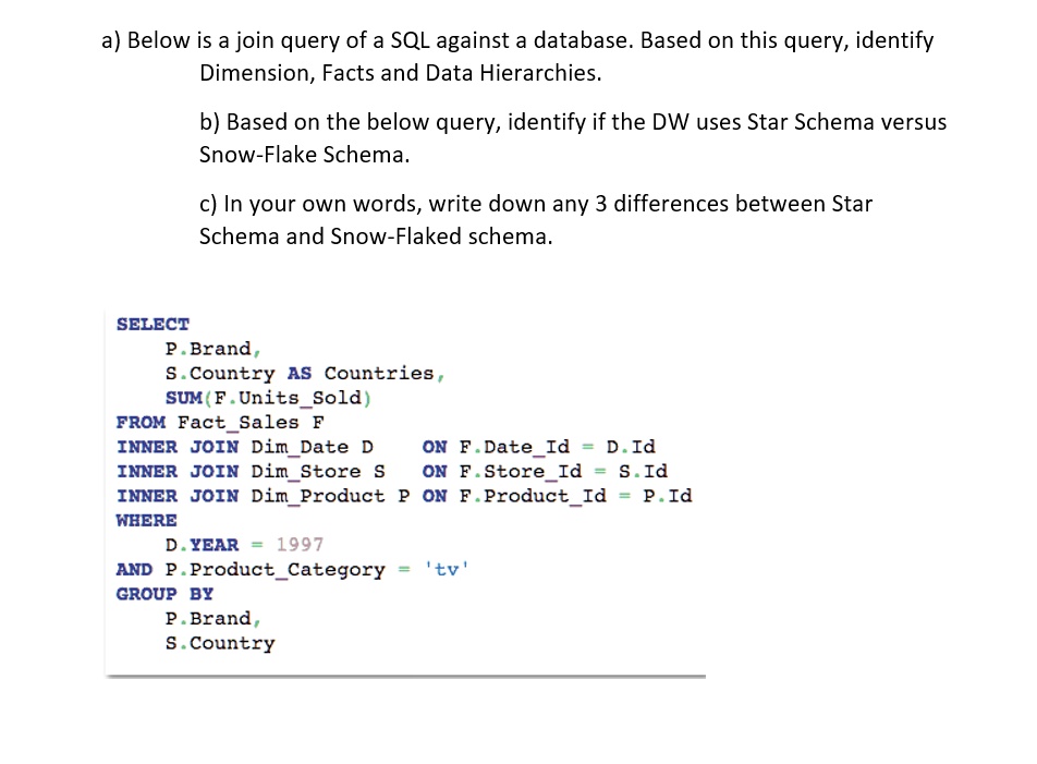 Solved Texts A Below Is A Join Query Of A Sql Against A Database Based On This Query 3776