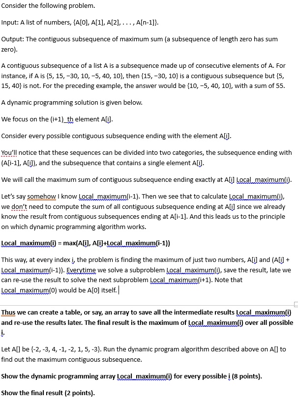 Solved Consider The Following Problem Input A List Of Numbers A 0 A 1 A 2 A N 1 6618