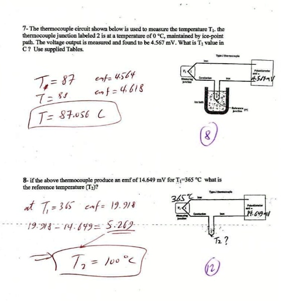 7- The thermocouple circuit shown below is used to measure the ...