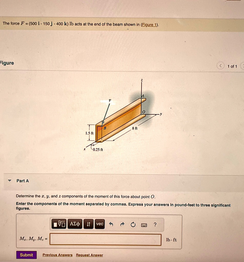 [GET ANSWER] the force f 500 i 150 j 400 k lb acts at the end of the ...