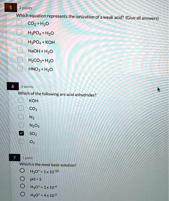SOLVED: Which equation represents the ionization of a weak acid? (Give ...
