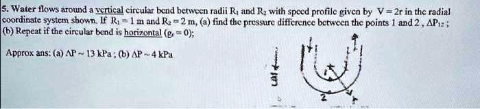 5 water flows around a vertical circular bend between radii r1 and r2 ...