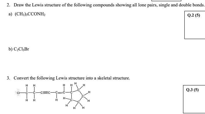 draw the lewis structure of the following compounds showing all lone ...