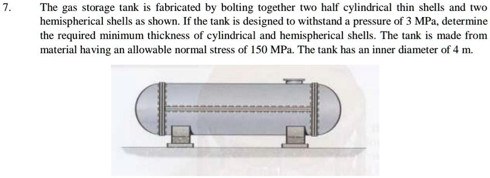 SOLVED: The gas storage tank is fabricated by bolting together two half ...