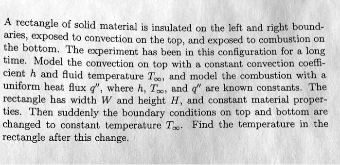 rectangle has width w and height h and constant material proper ties ...