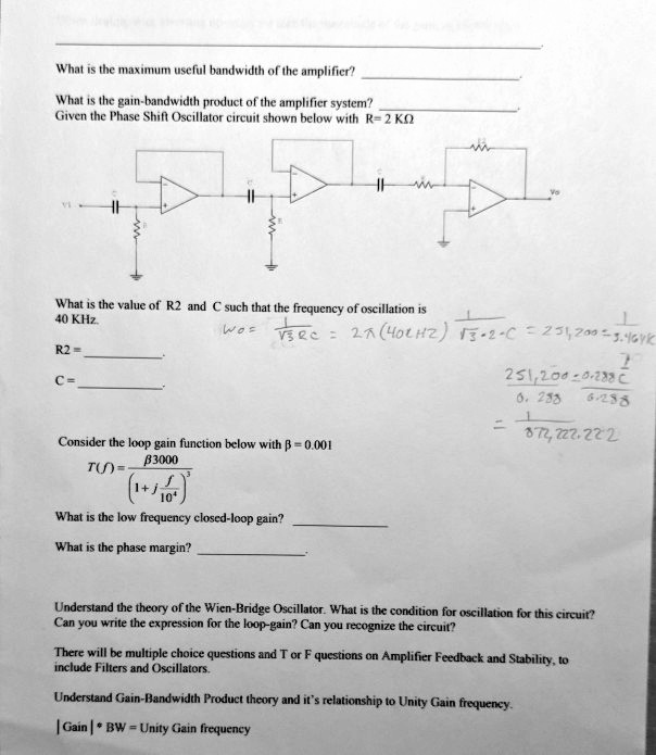 What is the maximum useful bandwidth of the amplifier? What is the gain-bandwidth product of the ...
