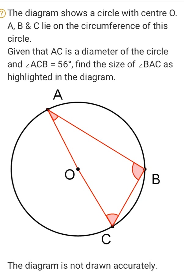 SOLVED: The diagram shows a circle with centre 0. A,B C lie on the ...