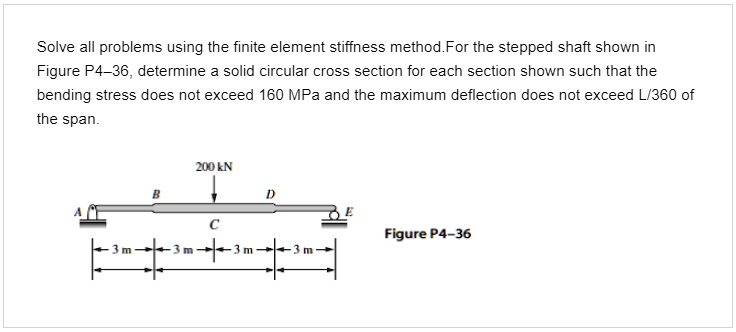 SOLVED: Solve all problems using the finite element stiffness method. For the stepped shaft ...