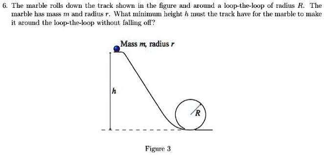 6. The marble rolls down the track shown in the figure and around a ...