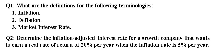 SOLVED: Q1: What are the definitions for the following terminologies: 1 ...