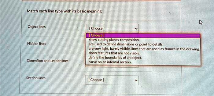 SOLVED: Object lines are used to define dimensions or point to details ...