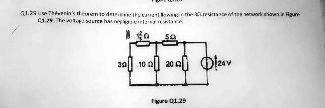 Q1.29 Use Thévenin's theorem to determine the current flowing in the 3 ...