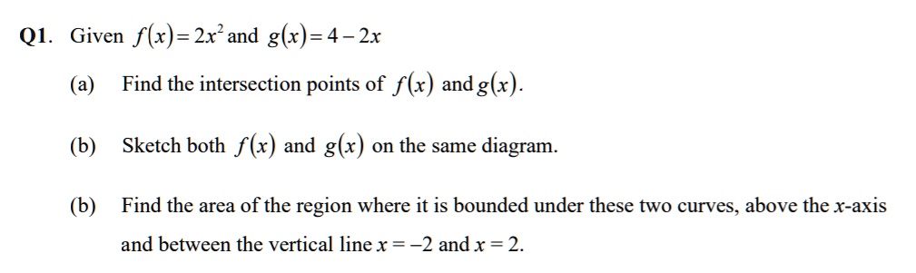Solved Q1 Given F X 2x And G X 4 2x Find The Intersection Points