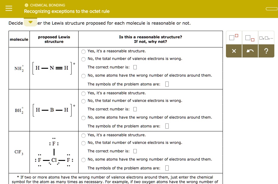 SOLVED: CHEMICAL BONDING Recognizing exceptions to the octet rule ...