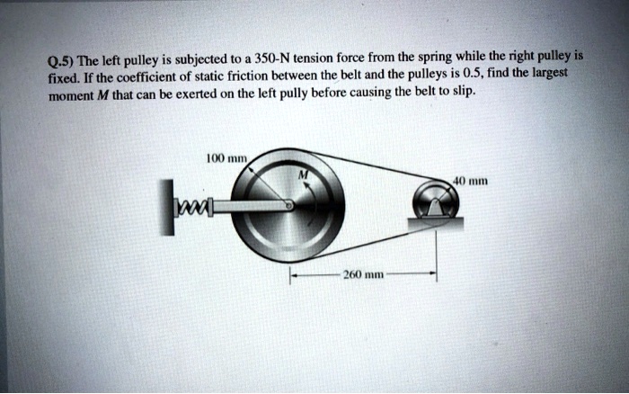 q5 the left pulley is subjected to a 350 n tension force from the ...