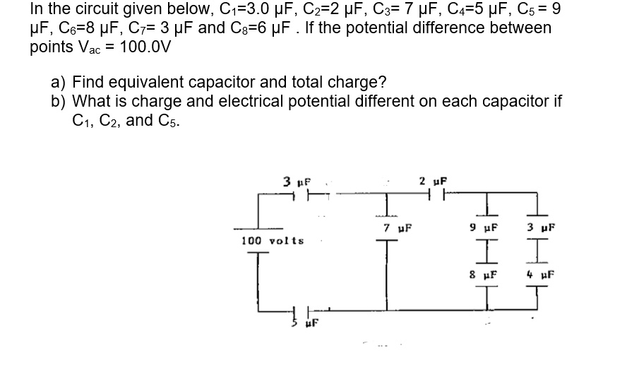 in the circuit given below c130 hf c22 hf c3 mf c4 5 uf cs 9 hf cs 8 pf ...