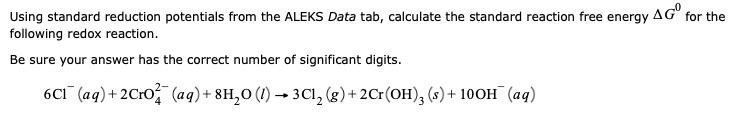 SOLVED: the data table just gives the E0 values. Using standard ...