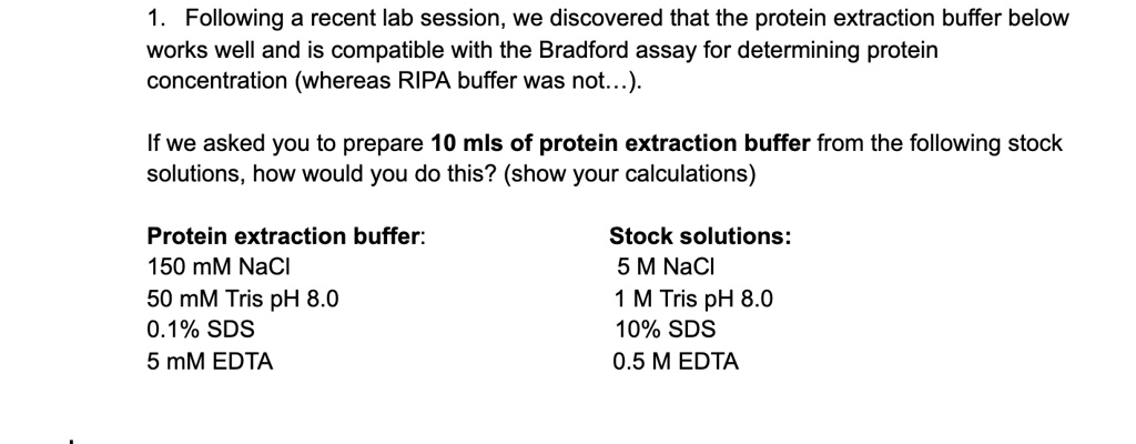 SOLVED: Following a recent lab session, we discovered that the protein ...