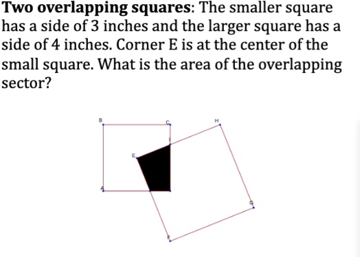 SOLVED: Two overlapping squares: The smaller square has a side of 3 ...