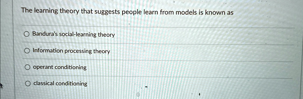 The learning theory that suggests people learn from models is known as ...