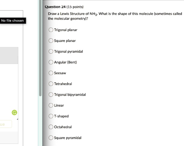 question 24 15 points draw lewis structure of nh3 what the shape of ...