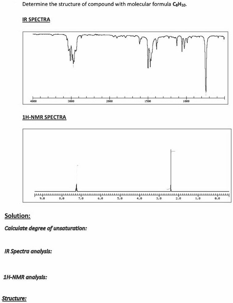 Determine the structure of compound with molecular formula C8H10. IR ...