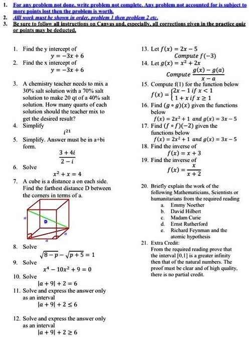 SOLVED: Texts: 1. For any problem not done, write "problem not complete ...