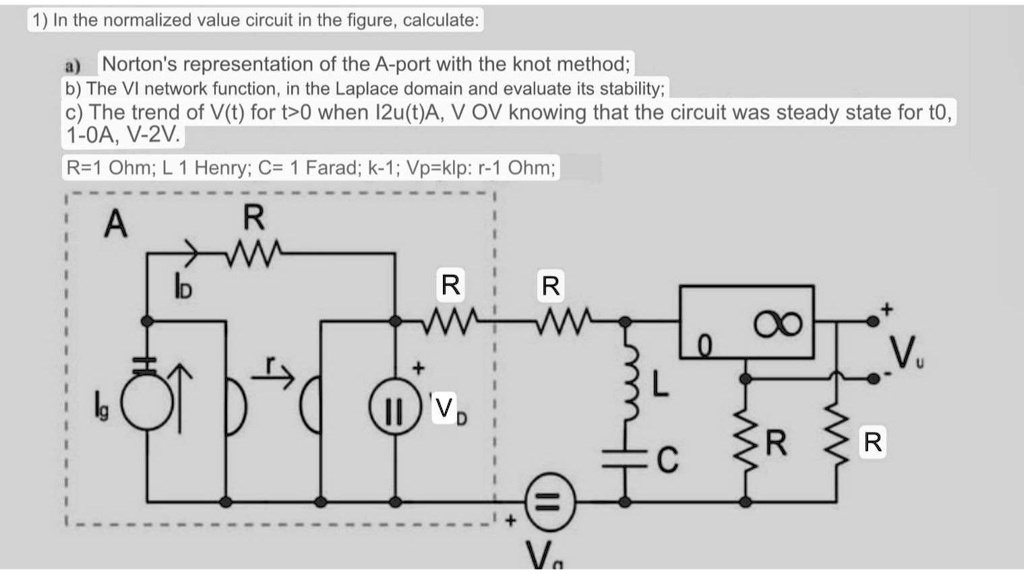 1) In the normalized value circuit in the figure, calculate: a) Norton ...