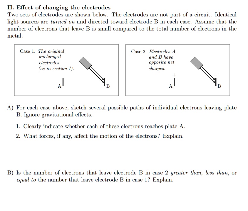 SOLVED: II Effect of changing the electrodes Two sets of electrodes are ...