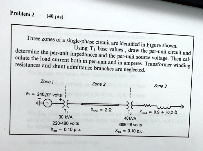 SOLVED: Problem 2 (40 pts) Three zones of a single-phase circuit are identified in the Figure ...