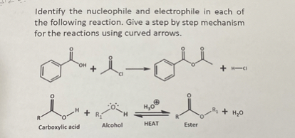 SOLVED: Identify the nucleophile and electrophile in each of the following reaction. Give a step ...