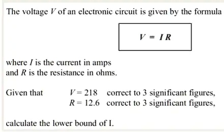 SOLVED: The voltage V of an electronic circuit is given by the formula ...