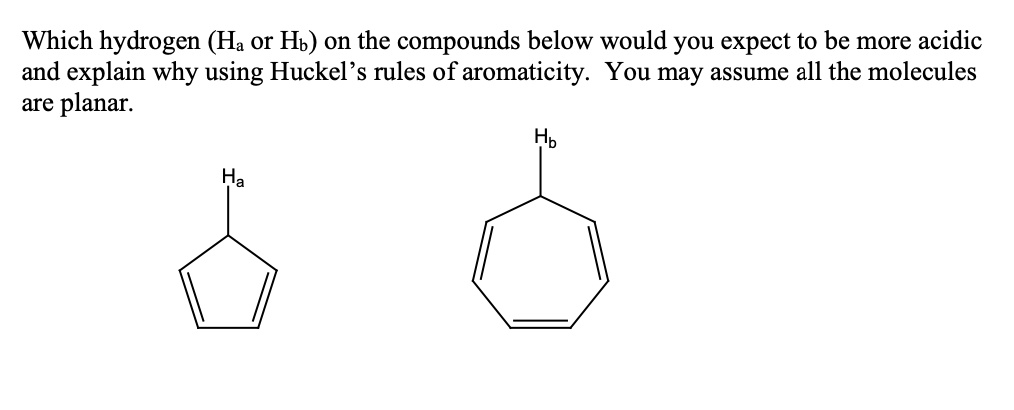 which hydrogen ha or hb on the compounds below would you expect to be ...