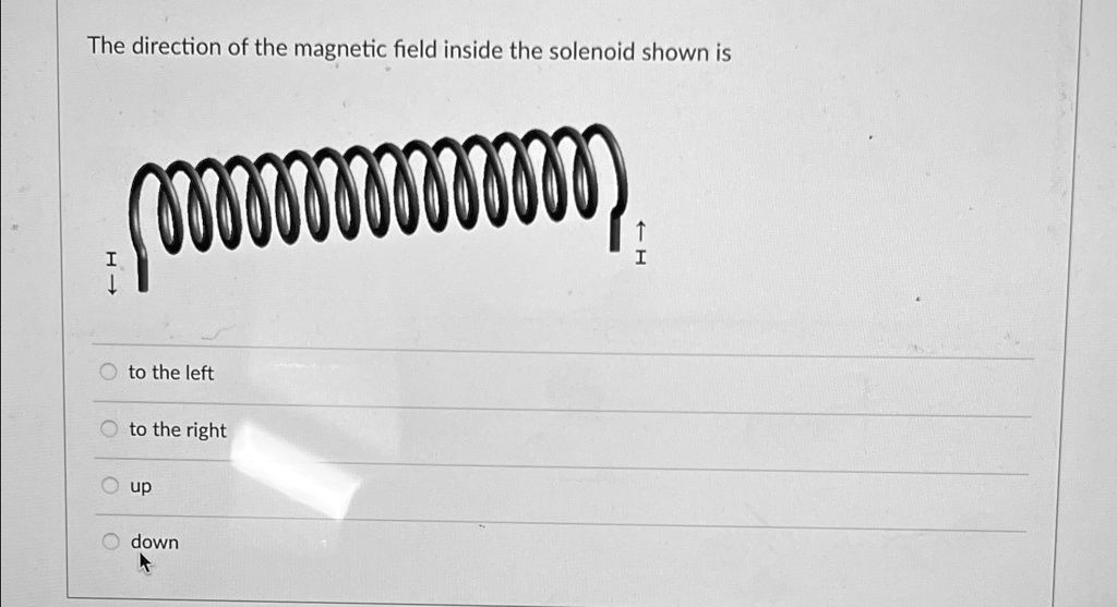 the direction of the magnetic field inside the solenoid shown is to the ...