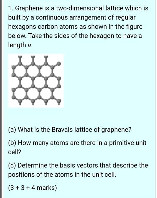 SOLVED: 1 . Graphene is a two-dimensional lattice which is built by a continuous arrangement of ...