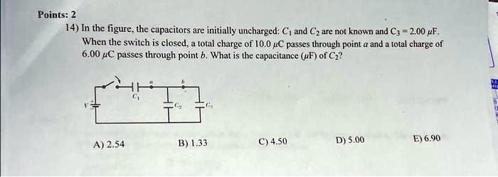 SOLVED: Points:2 14 In the figure, the capacitors are initially ...